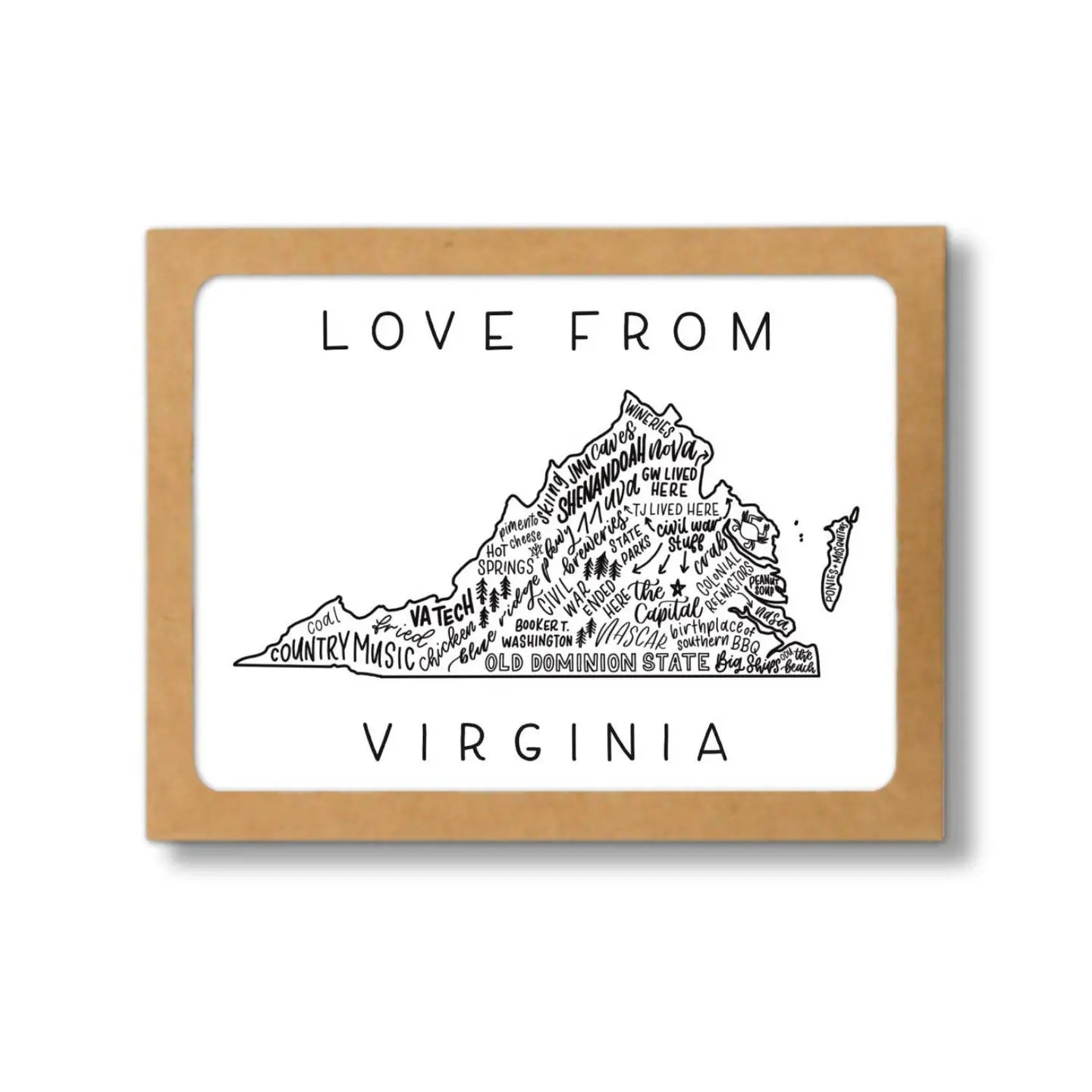 Virginia State Map Greeting Cards - Set of 8 – Hitchcock Paper Co.