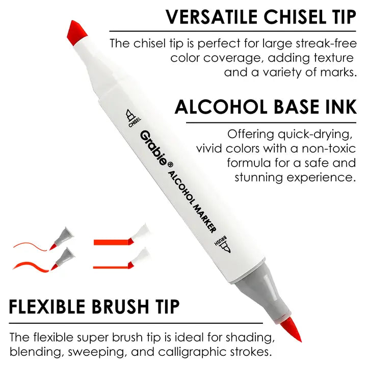 Dual-Tip Alcohol-Based Marker Set of 48 with Coloring Book – Hitchcock ...