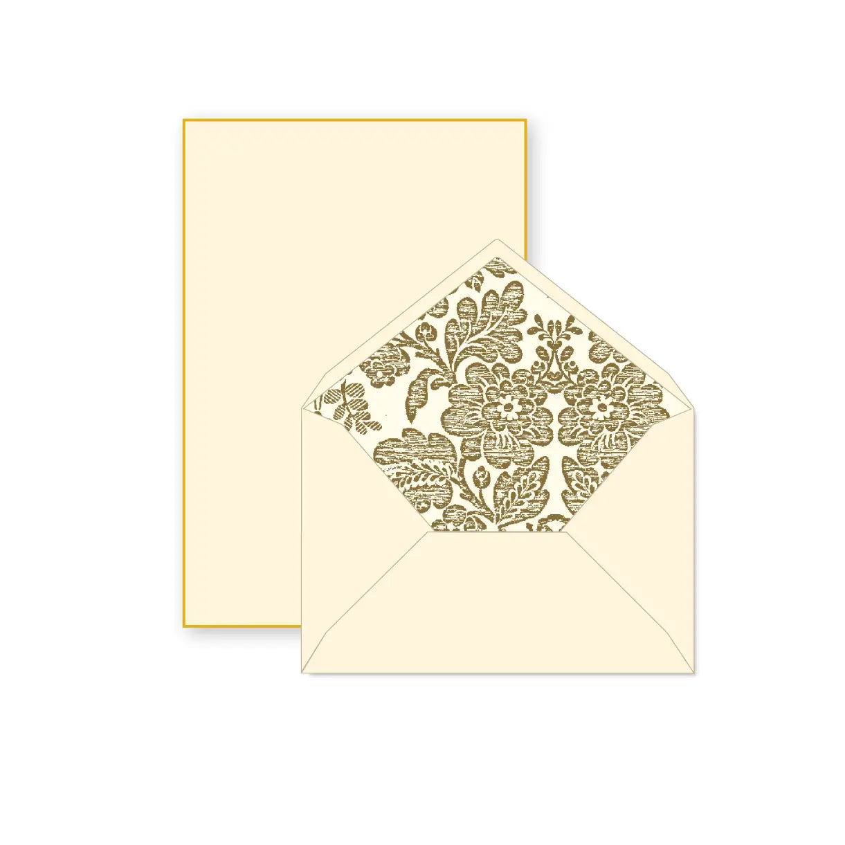 100% Cotton Bordered Writing Sheets Letter Set (Brocade Flowers ...