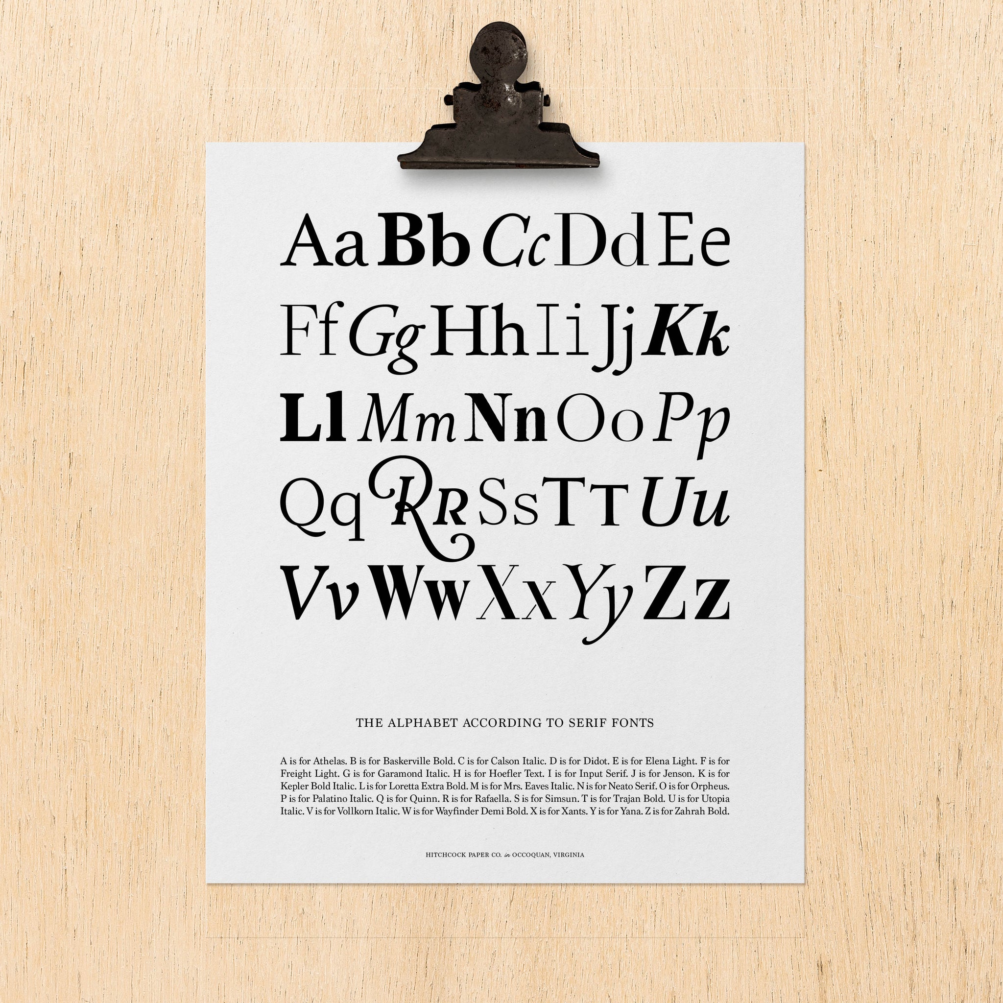 The Alphabet According to Serif Fonts – Hitchcock Paper Co.